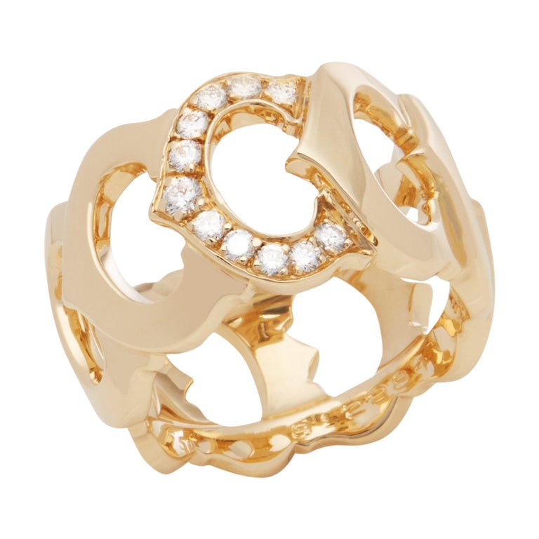 Cartier 18 Karat Yellow Gold Signature CC Ring at 1stDibs | cartier cc ring