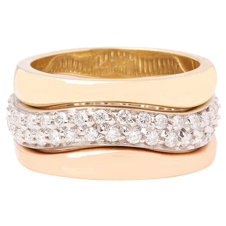 Cartier 18 Karat Yellow, White and Rose Gold Diamond Stackable Rings at ...