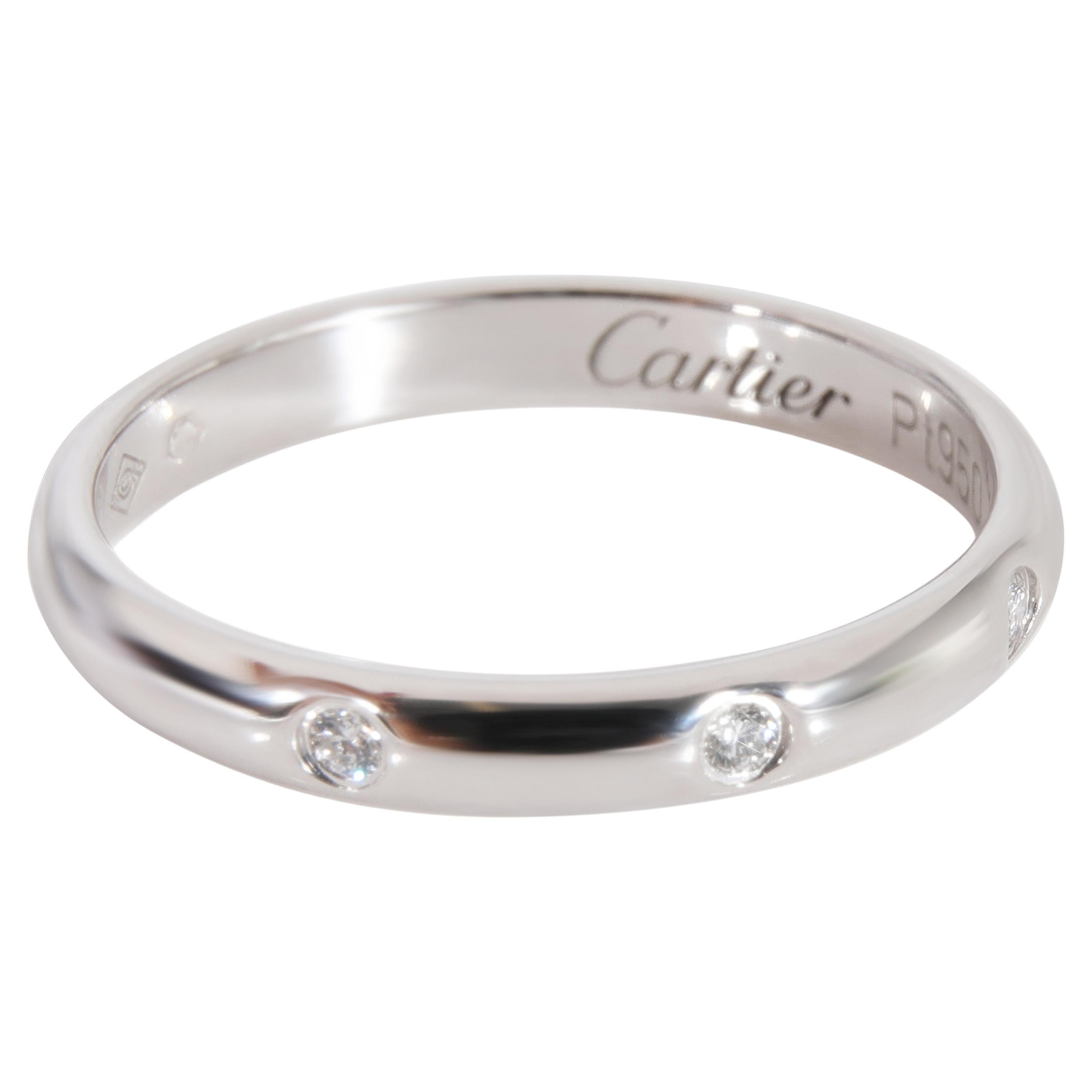 Cartier 1895 Wedding Band Platinum Diamonds Ring For Sale at 1stDibs ...