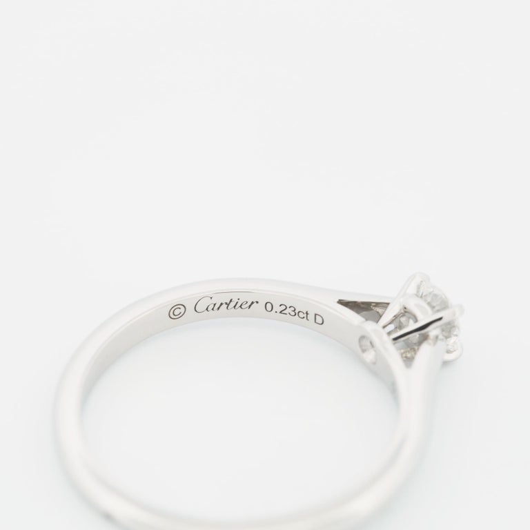 Cartier 1895 Solitaire 0.23ct Diamond Ring Pt 50 at 1stDibs