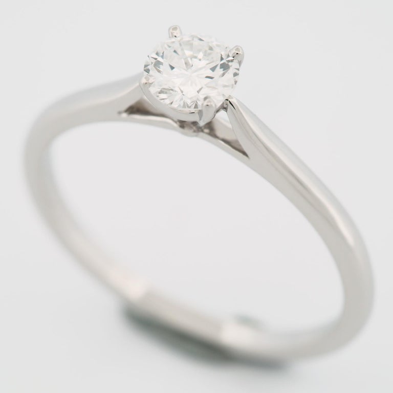 Cartier 1895 Solitaire 0.37 Carat Diamond Ring Pt 53 For Sale at 1stDibs