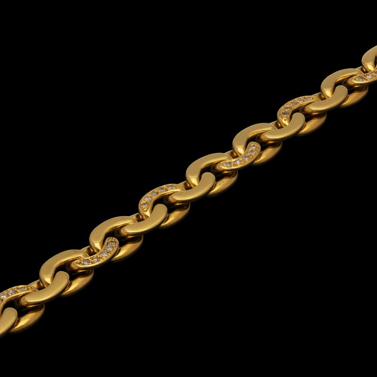 Cartier 18ct Gold and Diamond Flexible Oval Link Bracelet, Circa 1970s ...