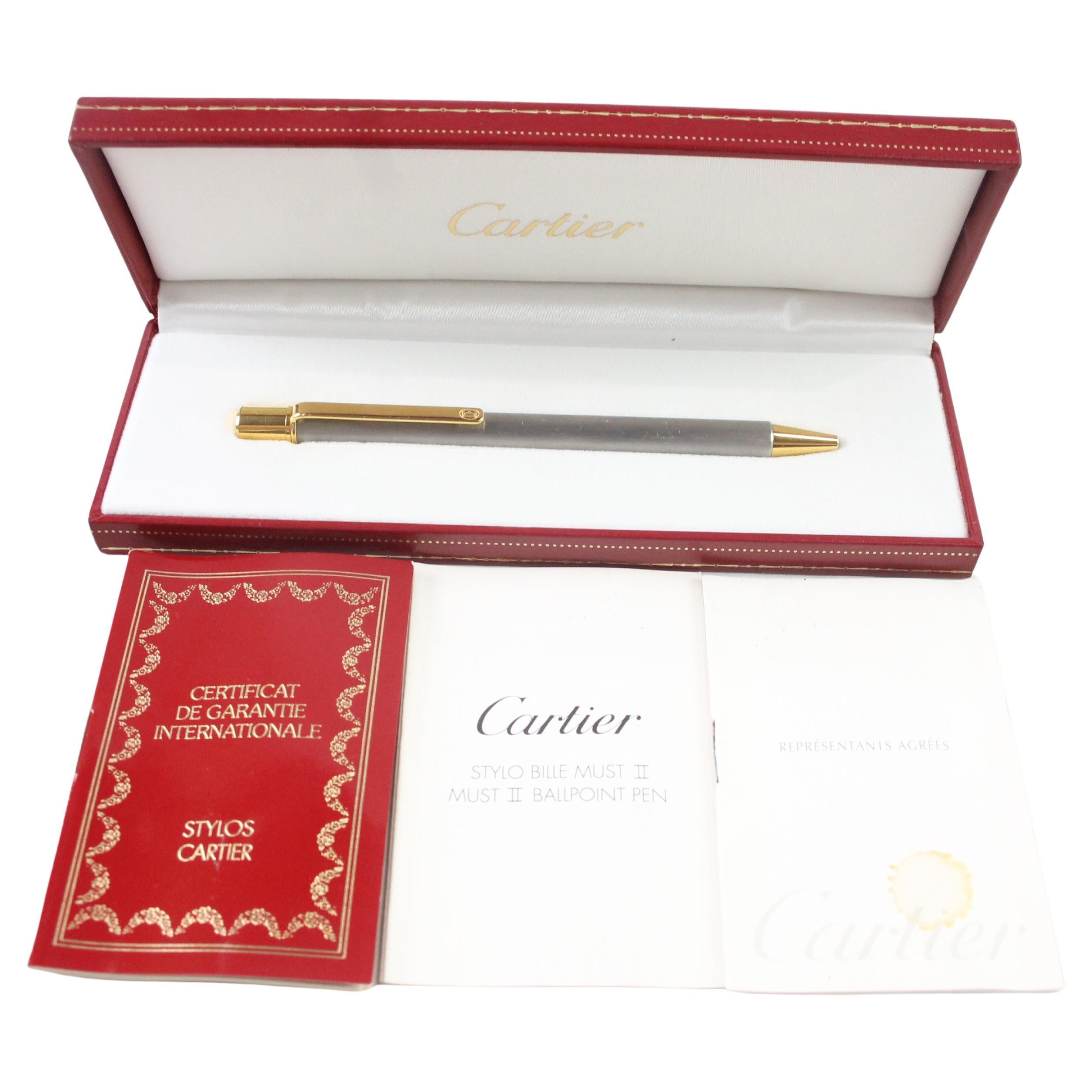 Cartier Must II ballpoint pen silver plated and palladium 1980s For ...