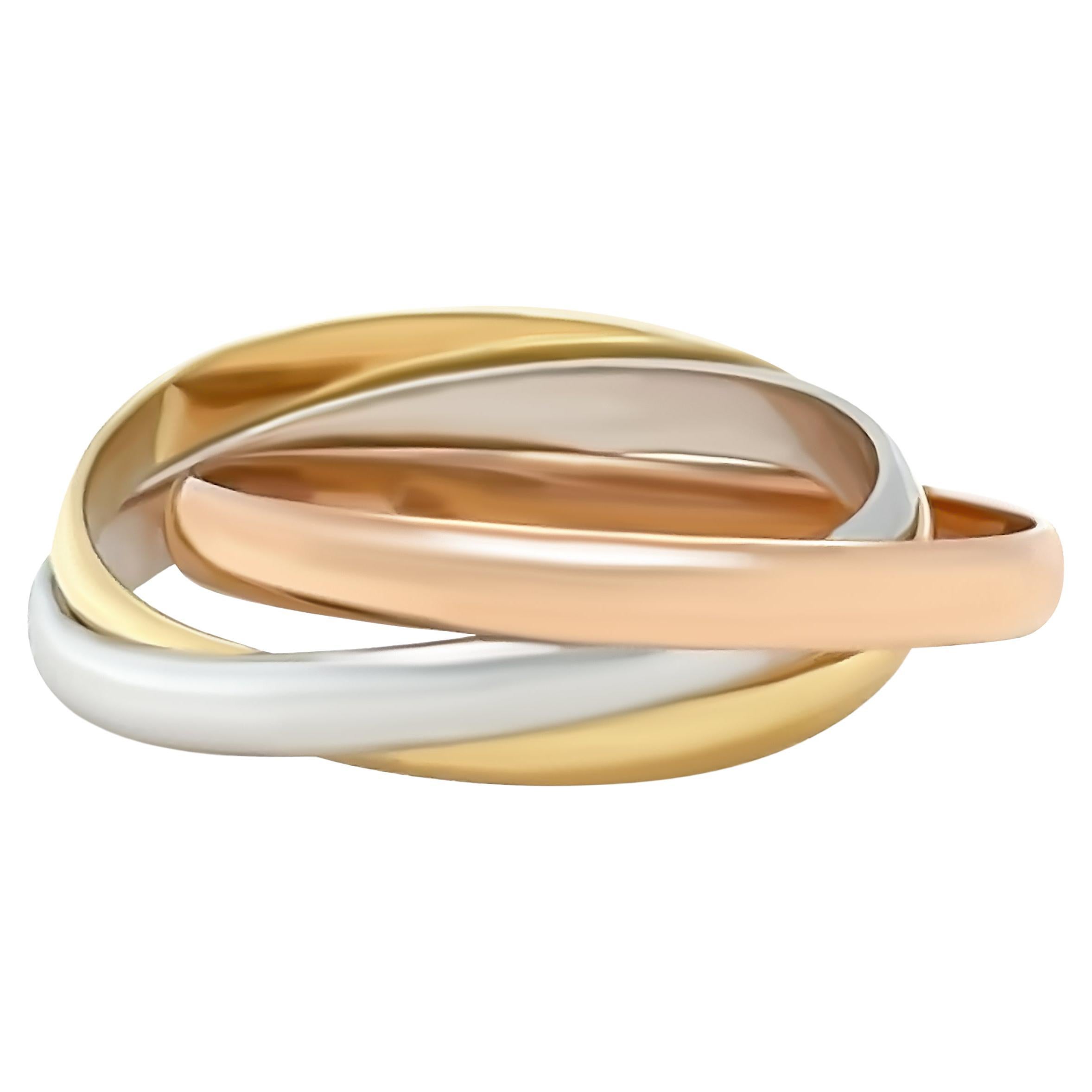 Cartier 18ct White Gold, Yellow Gold and Rose Gold Medium Trinity Ring ...