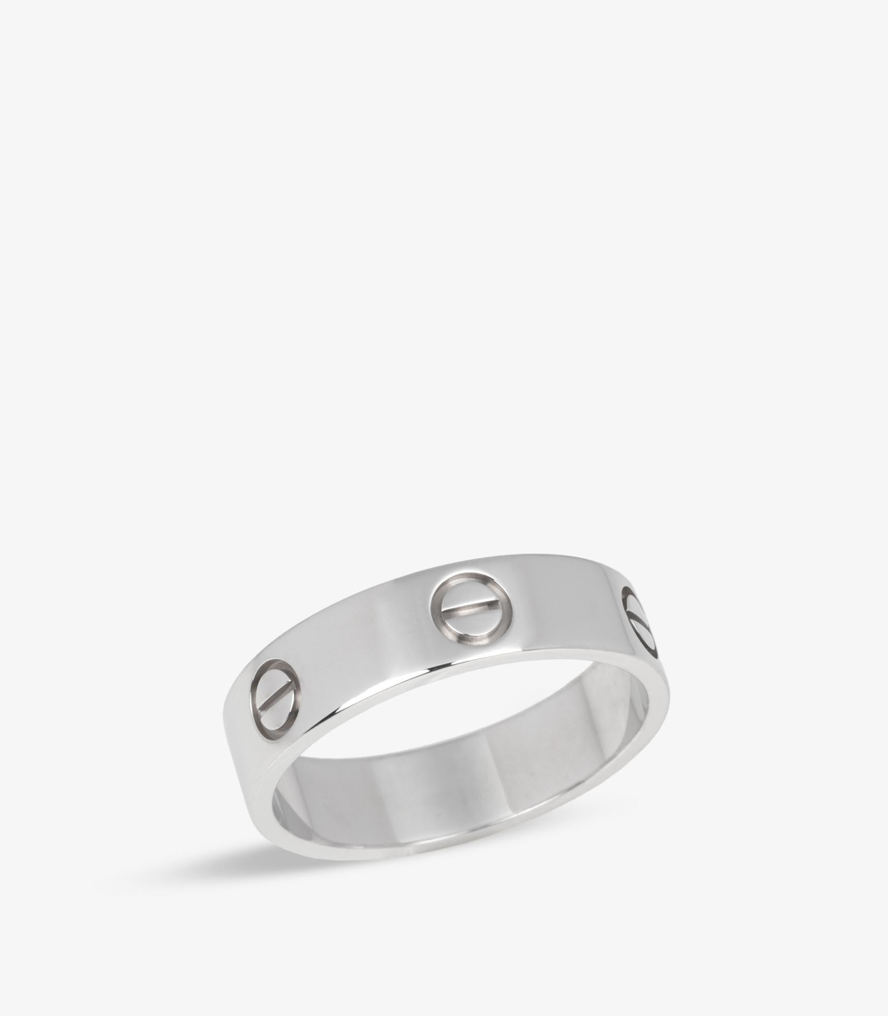 Cartier 18ct White Gold Love Band Ring For Sale at 1stDibs