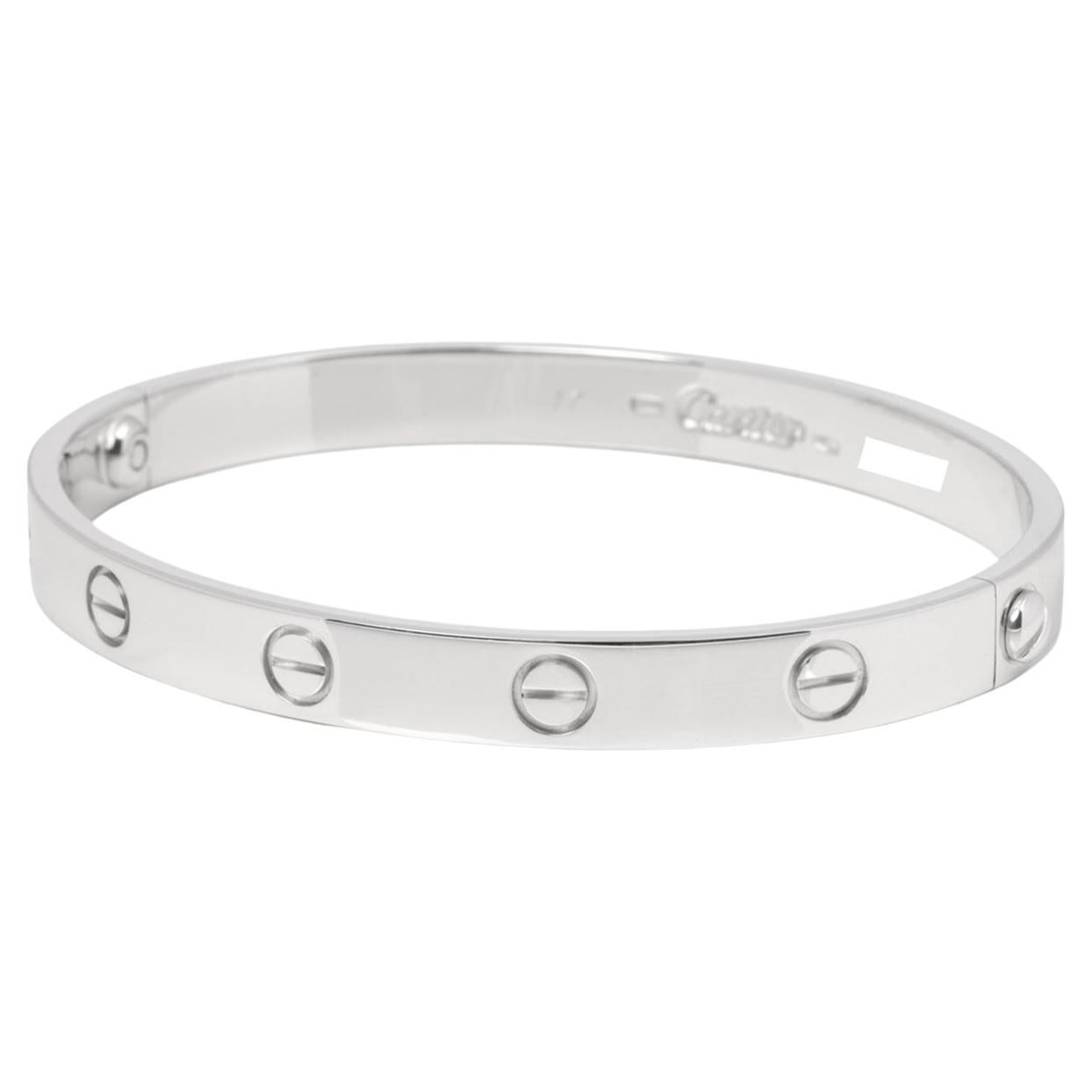 Cartier Love Bangle, 18K White Gold, Full Set, Retailed Harrods, London ...
