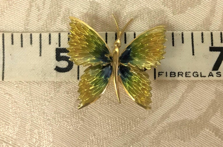 Cartier 18 Karat Enamel Butterfly Brooch at 1stDibs