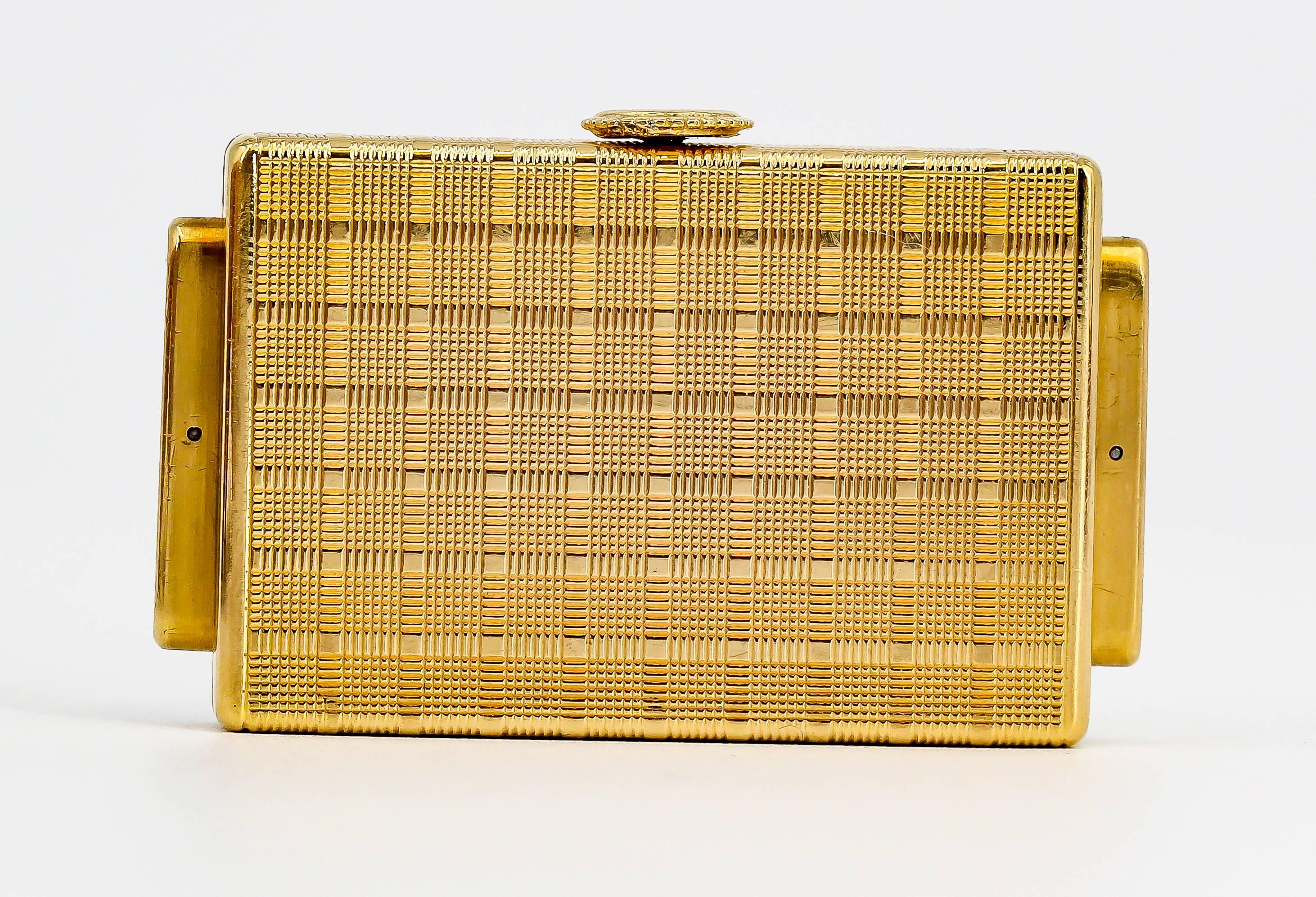 Cartier 18k Gold Traveling Shutter Mechanical Wind Watch Clock For Sale ...