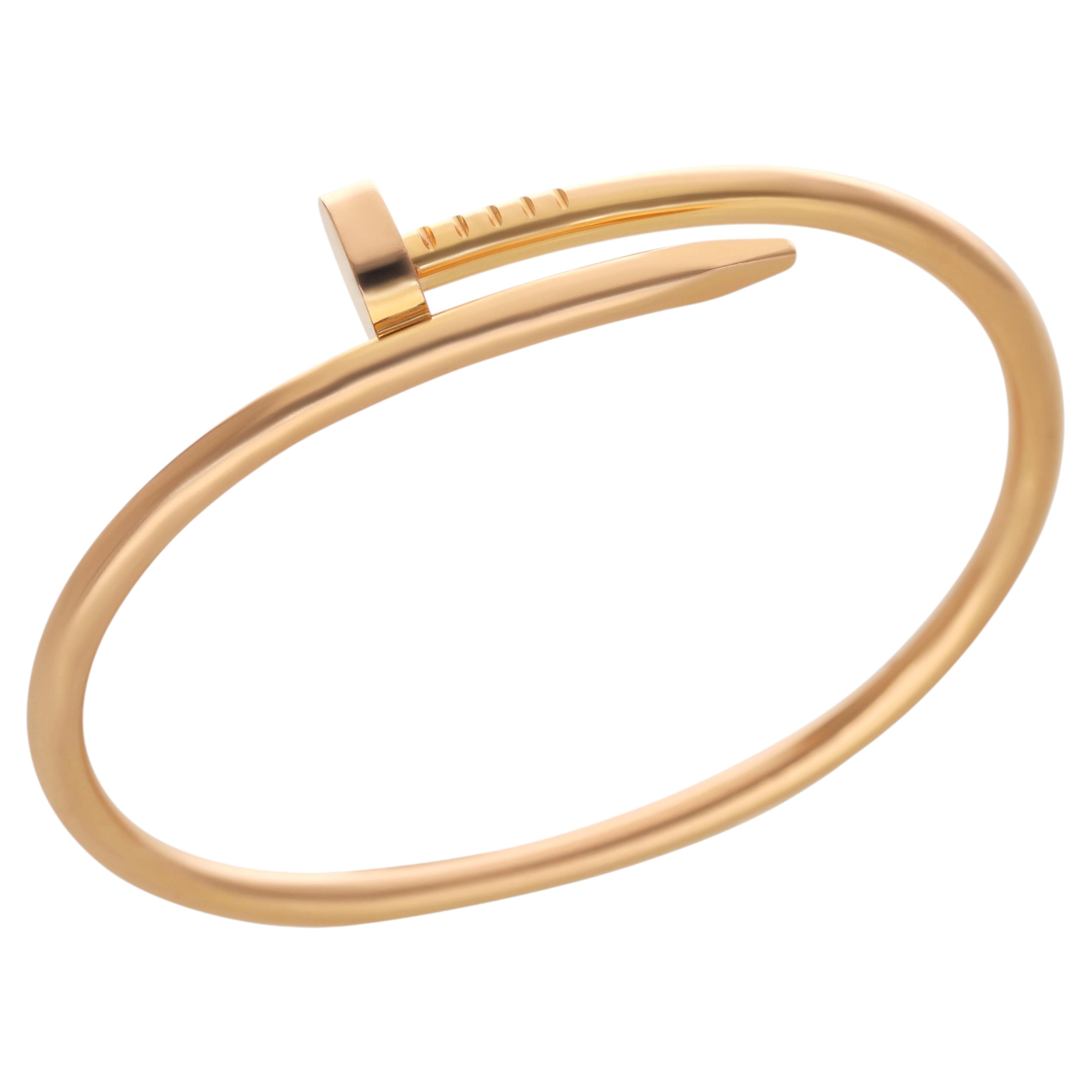 Cartier Rose Gold Diamond Juste Un Clou Bracelet For Sale at 1stDibs