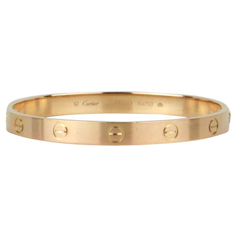 Cartier 18k Rose Gold LOVE Bangle Bracelet sz 17 w/ Certificate For ...