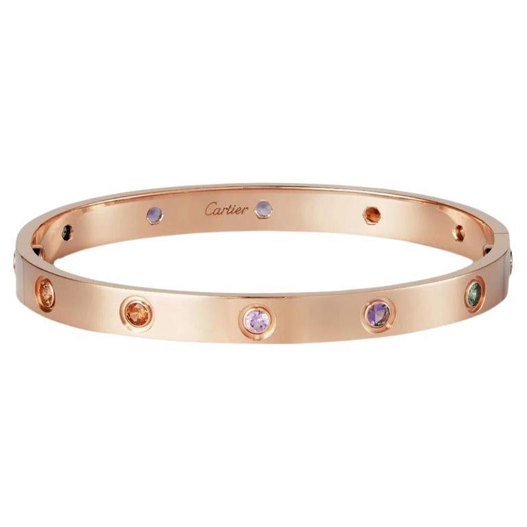 Cartier 18k Rose Gold size 16 with 10 Multi Gemstone Love Bracelet For ...
