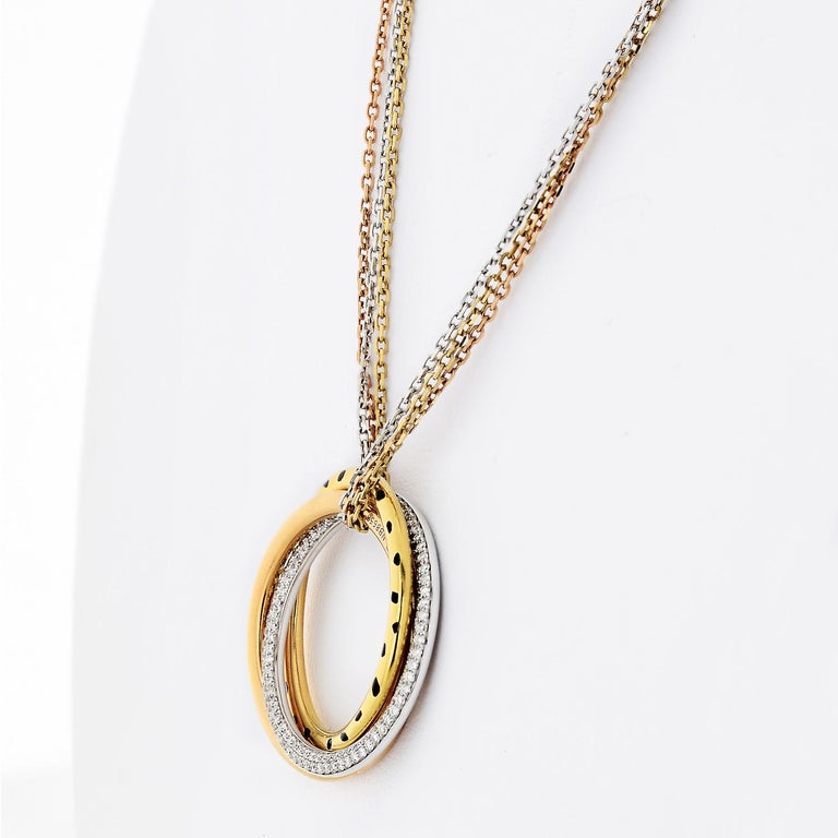 Cartier 18K Tri Color Gold Trinity Diamond Panthere Pendant Necklace 0 ...