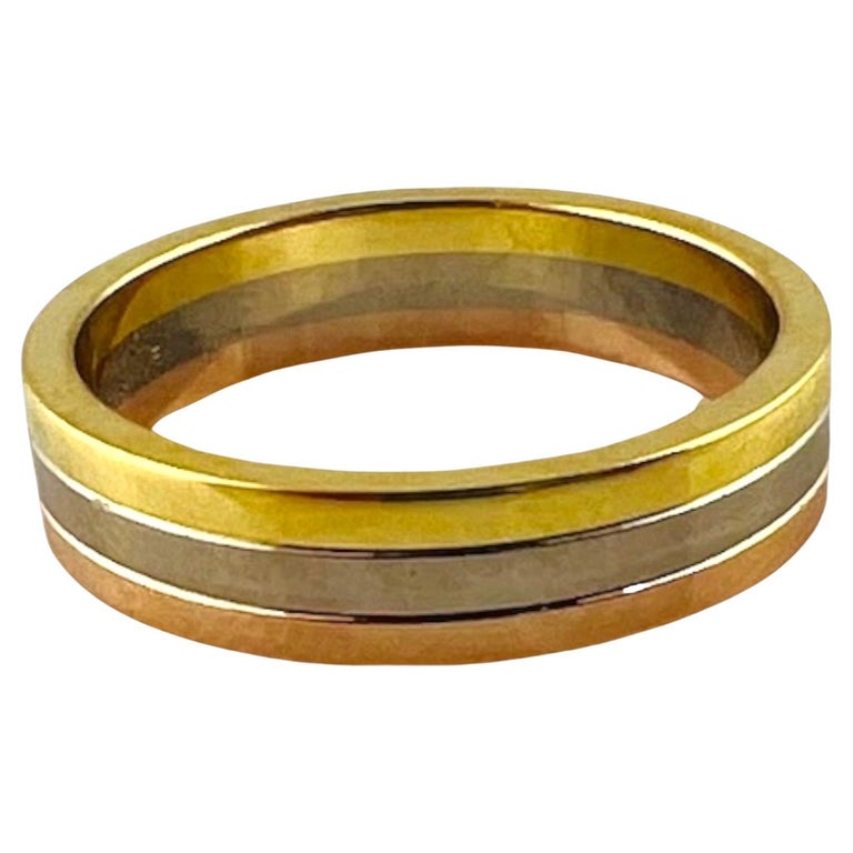 Cartier 18K Tri Color Gold Trinity Wedding Band with Box at 1stDibs