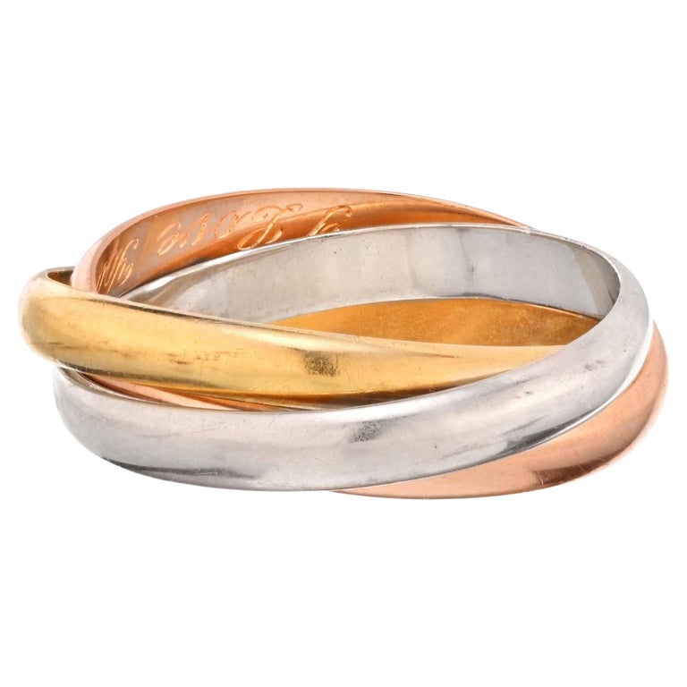 Cartier 18K Tri Color Trinity Classic Roller Wedding Ring at 1stDibs