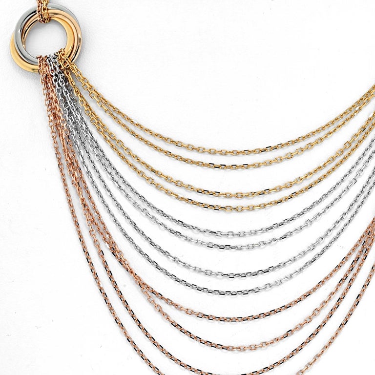 Cartier 18K Tri Colour Trinity Draped Multicolour Chain Necklace For ...