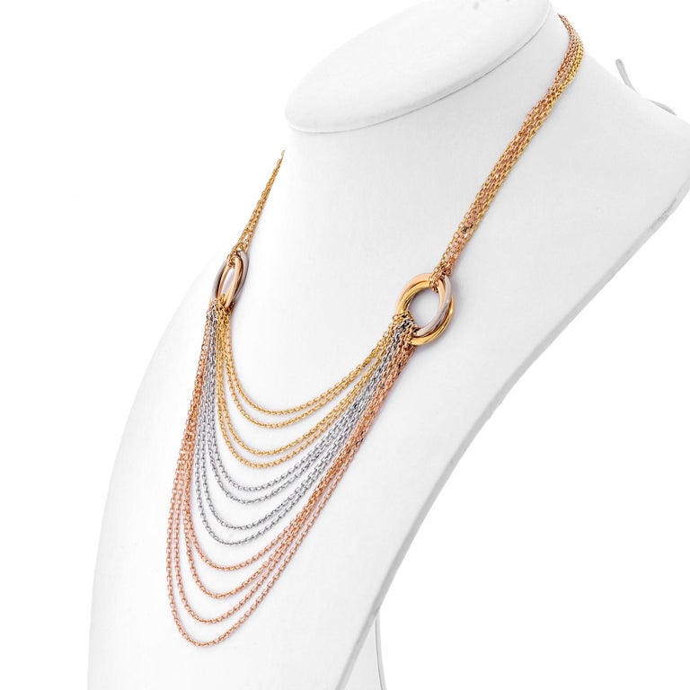 Cartier 18K Tri Colour Trinity Draped Multicolour Chain Necklace For ...