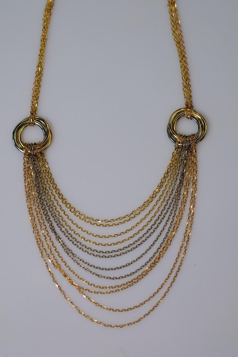 Cartier 18K Tri Colour Trinity Draped Multicolour Chain Necklace For ...