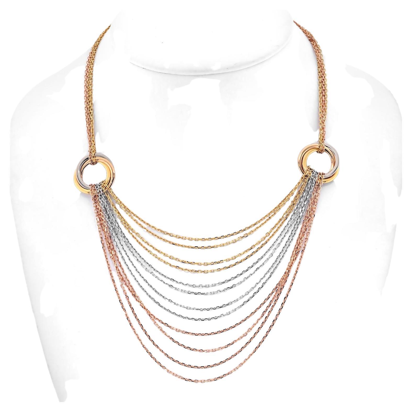 Cartier Trinity Diamond Tri-Gold Pendant Necklace at 1stDibs | cartier ...