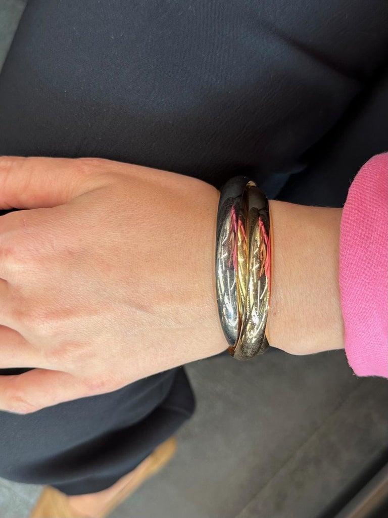 Cartier 18k Tricolor Gold Trinity Rolling Bangle Bracelet For Sale at ...