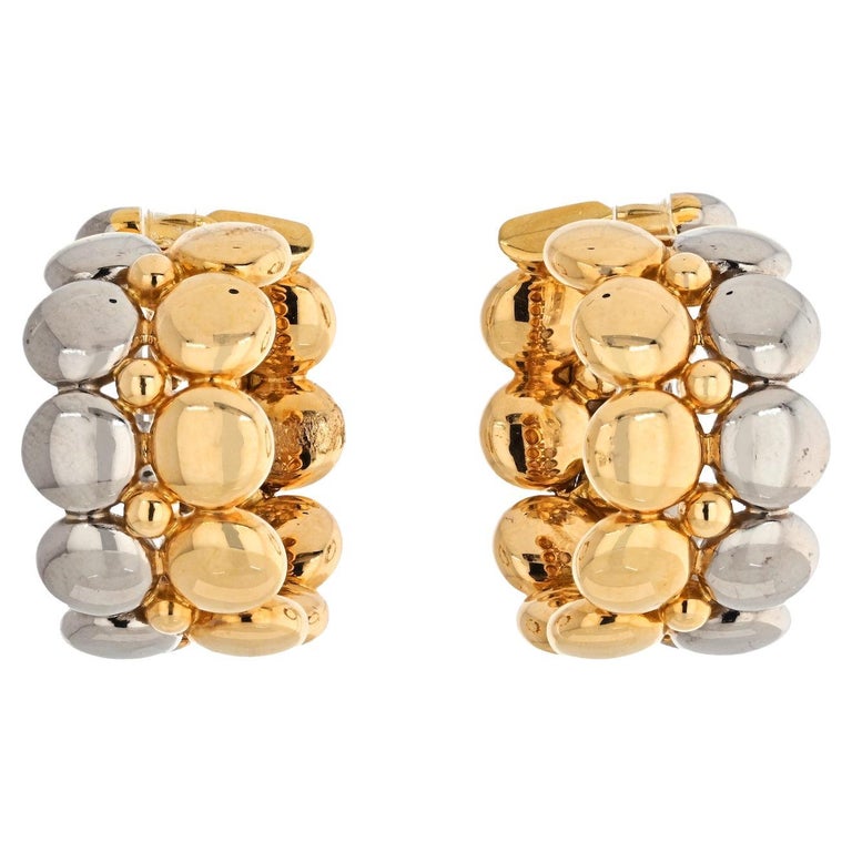 Cartier 18K Two Tone Honeymoon Huggie Clip Hoop Earrings at 1stDibs