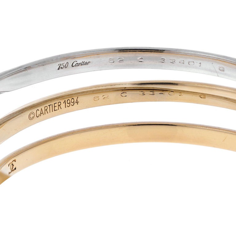 Cartier 18K Two Tone Interlocking Bangle Slip on Bracelet at 1stDibs