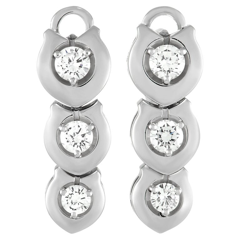 Cartier 18K White Gold 1.80 ct Diamond Earrings For Sale at 1stDibs