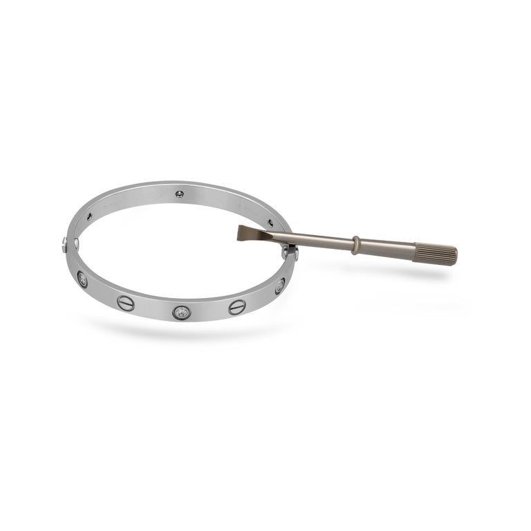 Cartier 18 Karat White Gold 4 Diamond Love Bracelet, New Locking ...
