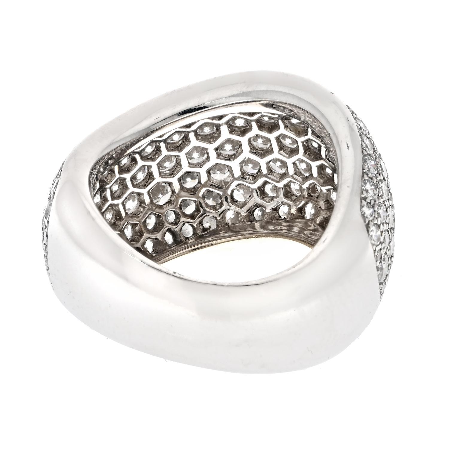 Cartier 18k White Gold Pave Diamond Cluster Cocktail Ring For Sale at ...