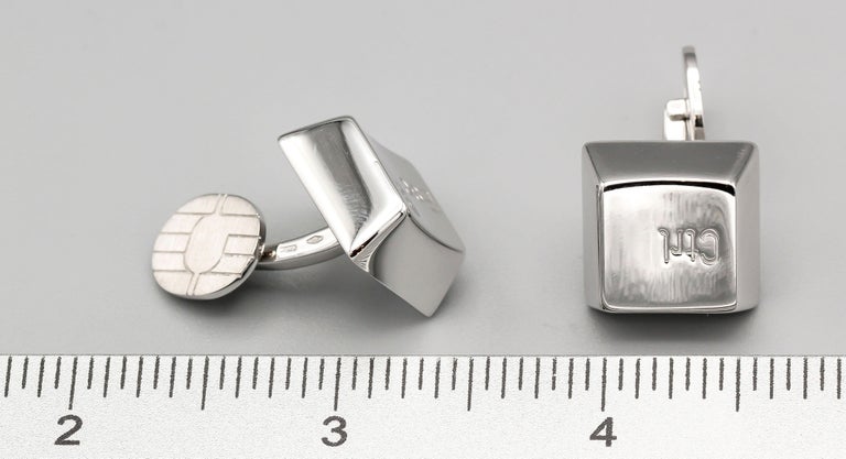 Cartier 18 Karat White Gold Computer Key Cufflinks at 1stDibs