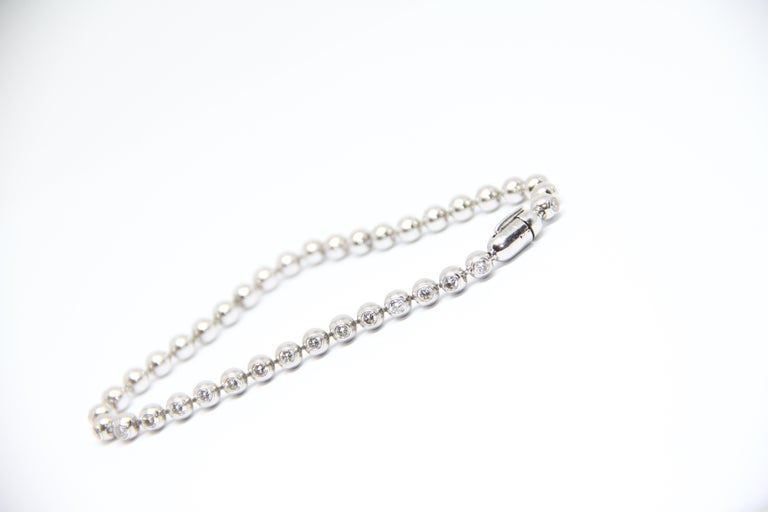 Cartier 18k White Gold Diamonds Perles De Diamants Tennis Bracelet For