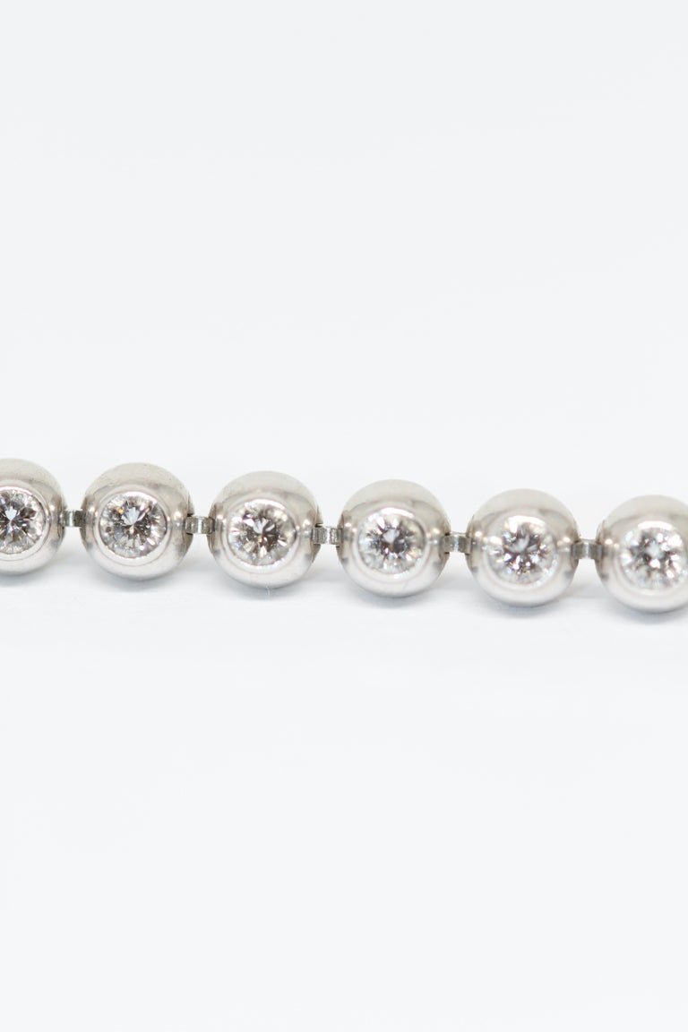 Cartier 18k White Gold Diamonds Perles De Diamants Tennis Bracelet For
