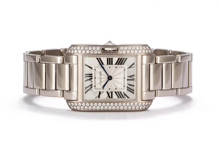 Cartier 18 Karat White Gold and Diamonds Tank Anglaise Medium WT100028 ...