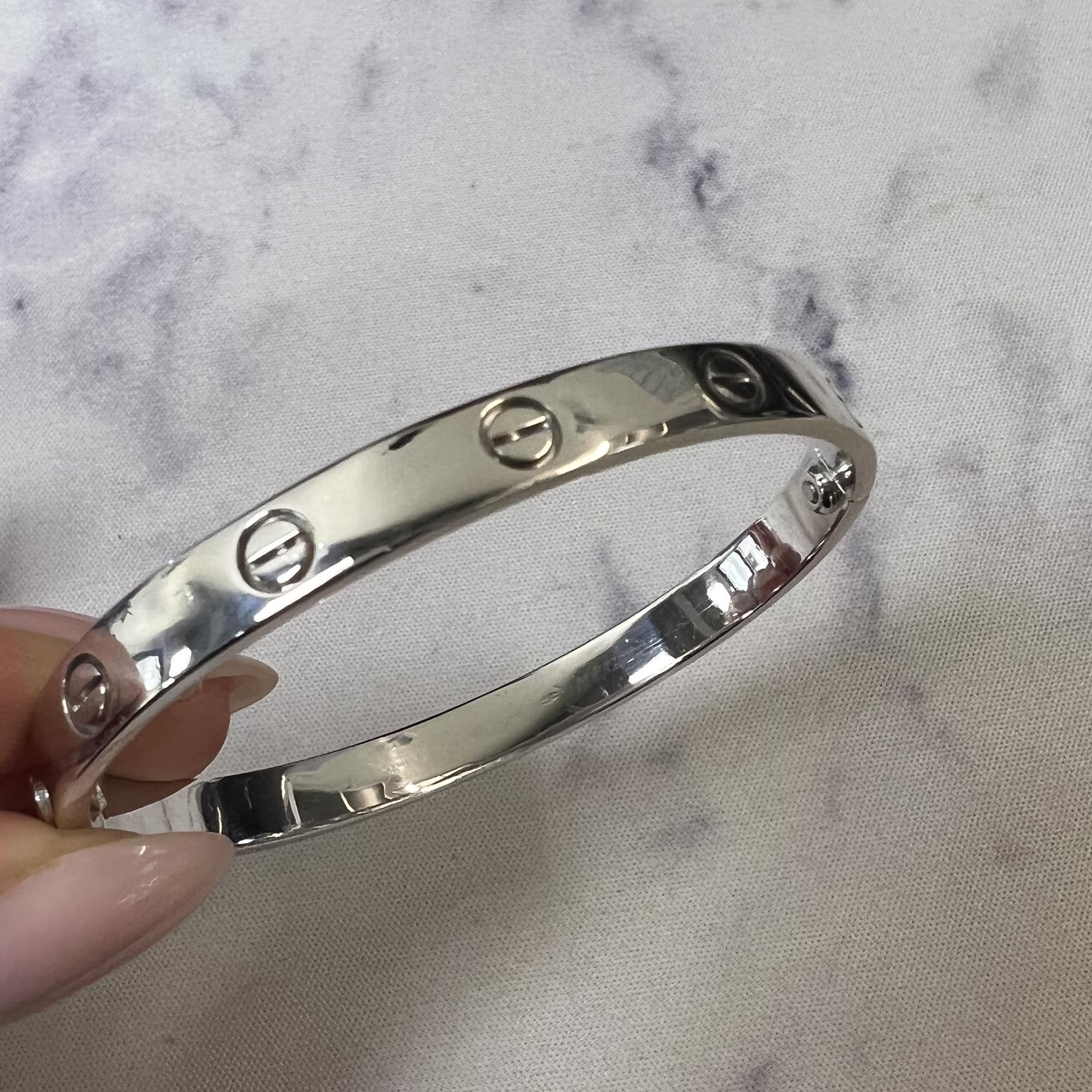 Cartier 18K White Gold Love Bracelet Old Style Size 17 at 1stDibs | 17 ...