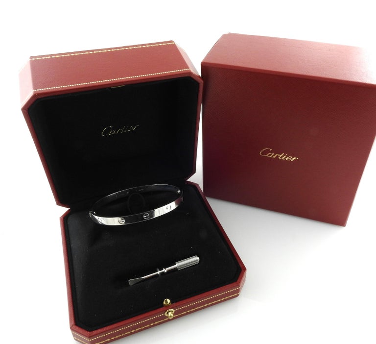 Cartier 18K White Gold Love Bracelet with Screwdriver/Box/Papers at 1stDibs