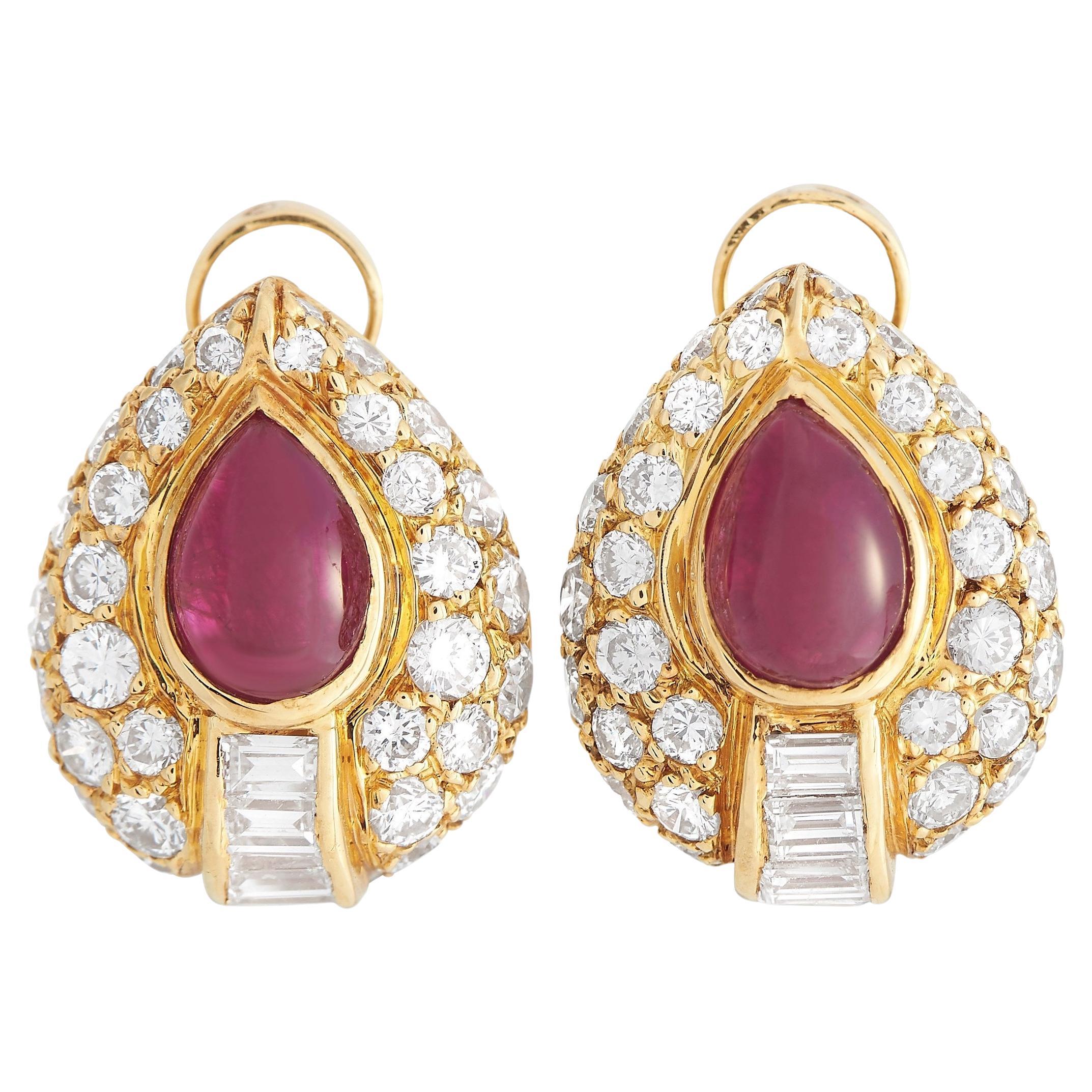 Cartier Ruby Yellow Gold Earrings at 1stDibs