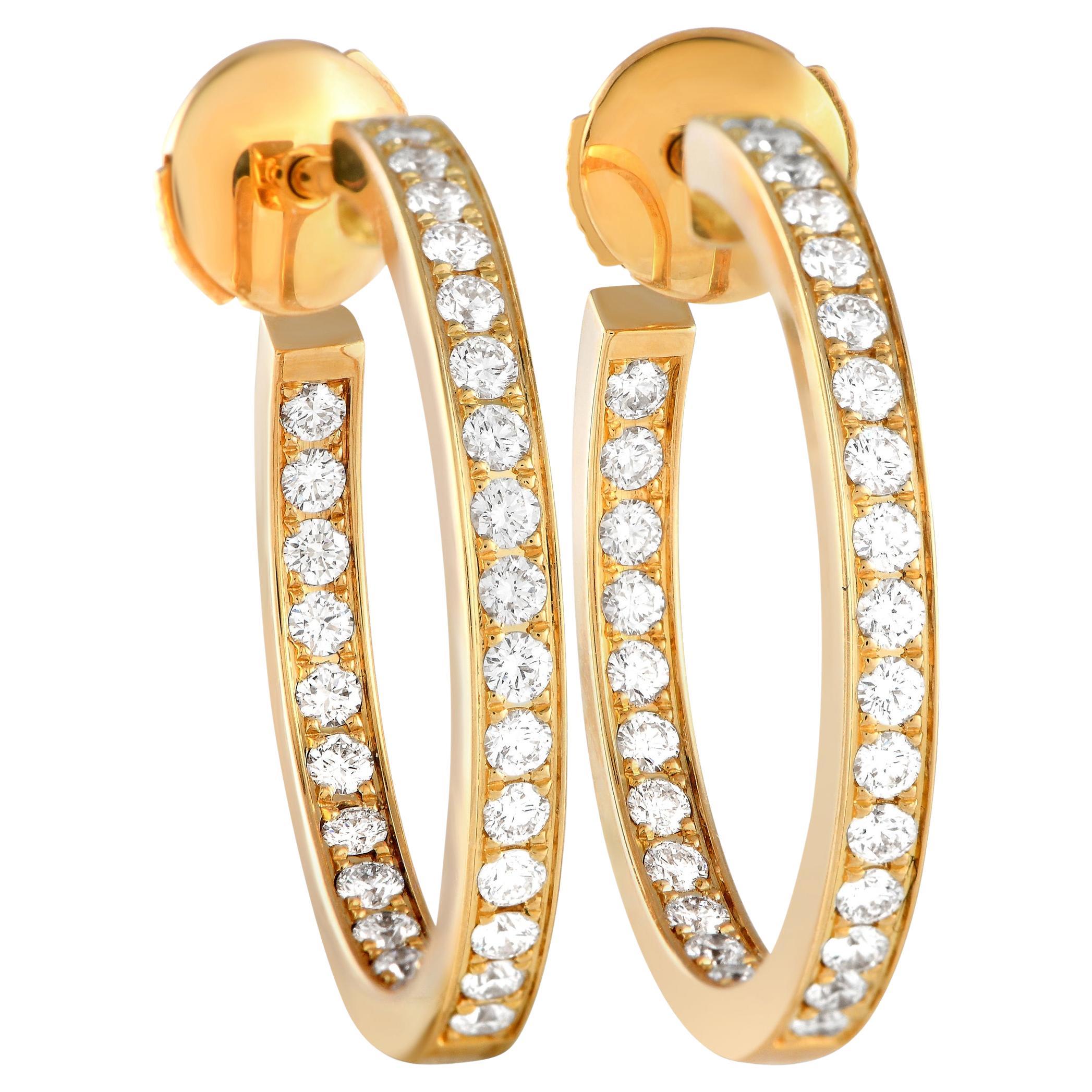 Cartier 18K Yellow Gold 1.80ct Diamond Inside-Out Hoop Earrings For ...