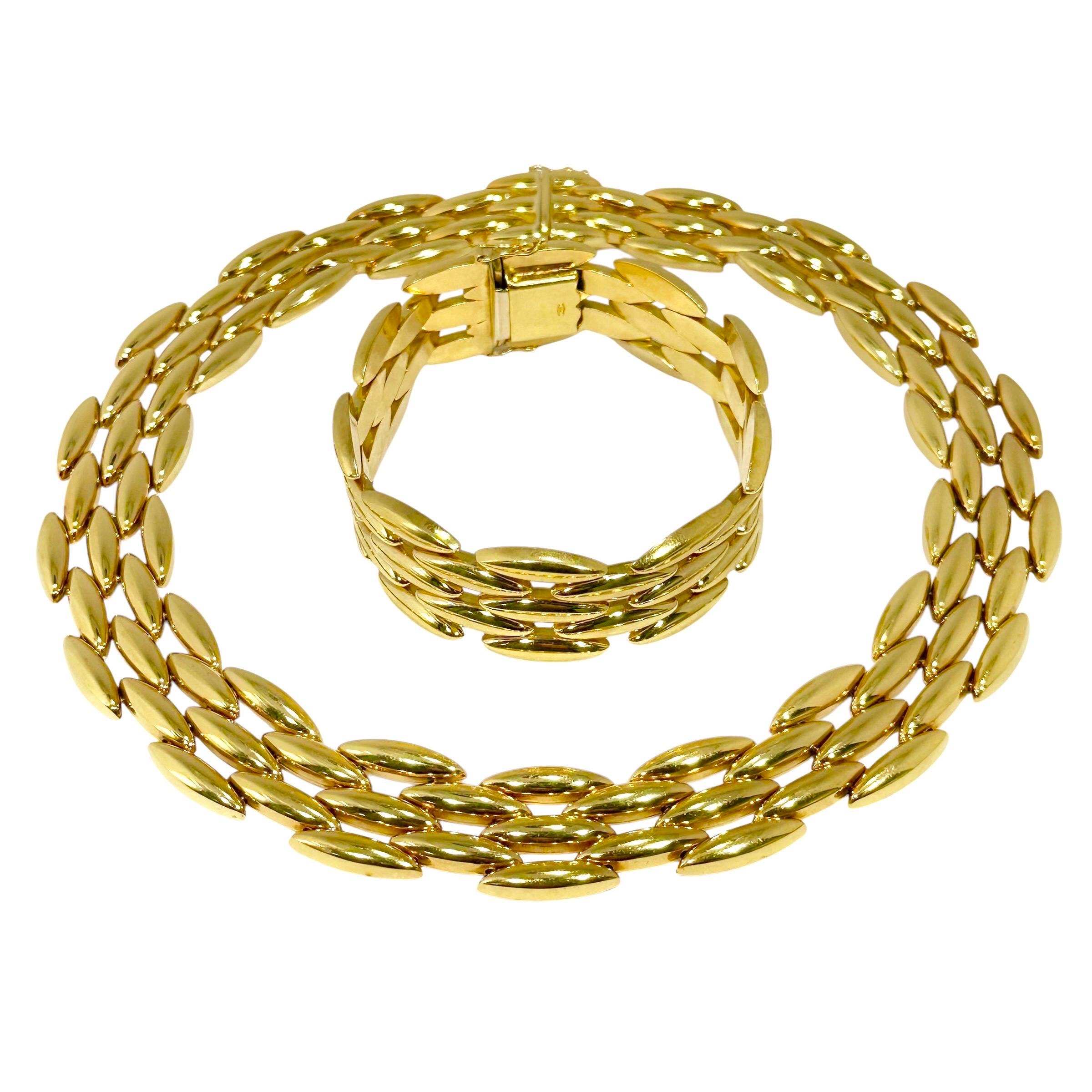 Cartier 18K Yellow Gold "Gentiane" 5 Row Rice Link Choker Necklace For ...