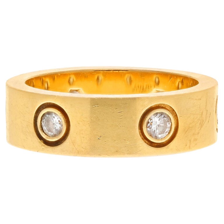 Cartier 18K Yellow Gold 6 Round Cut Diamonds Love Ring For Sale at 1stDibs