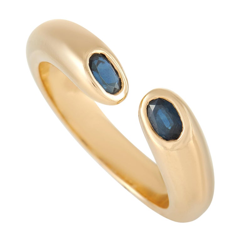 Cartier 18k Yellow Gold Blue Sapphire Open Band Ring at 1stDibs