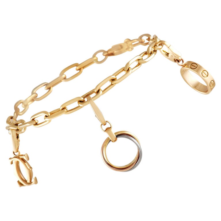 Cartier 18K Yellow Gold Charm Bracelet For Sale at 1stDibs