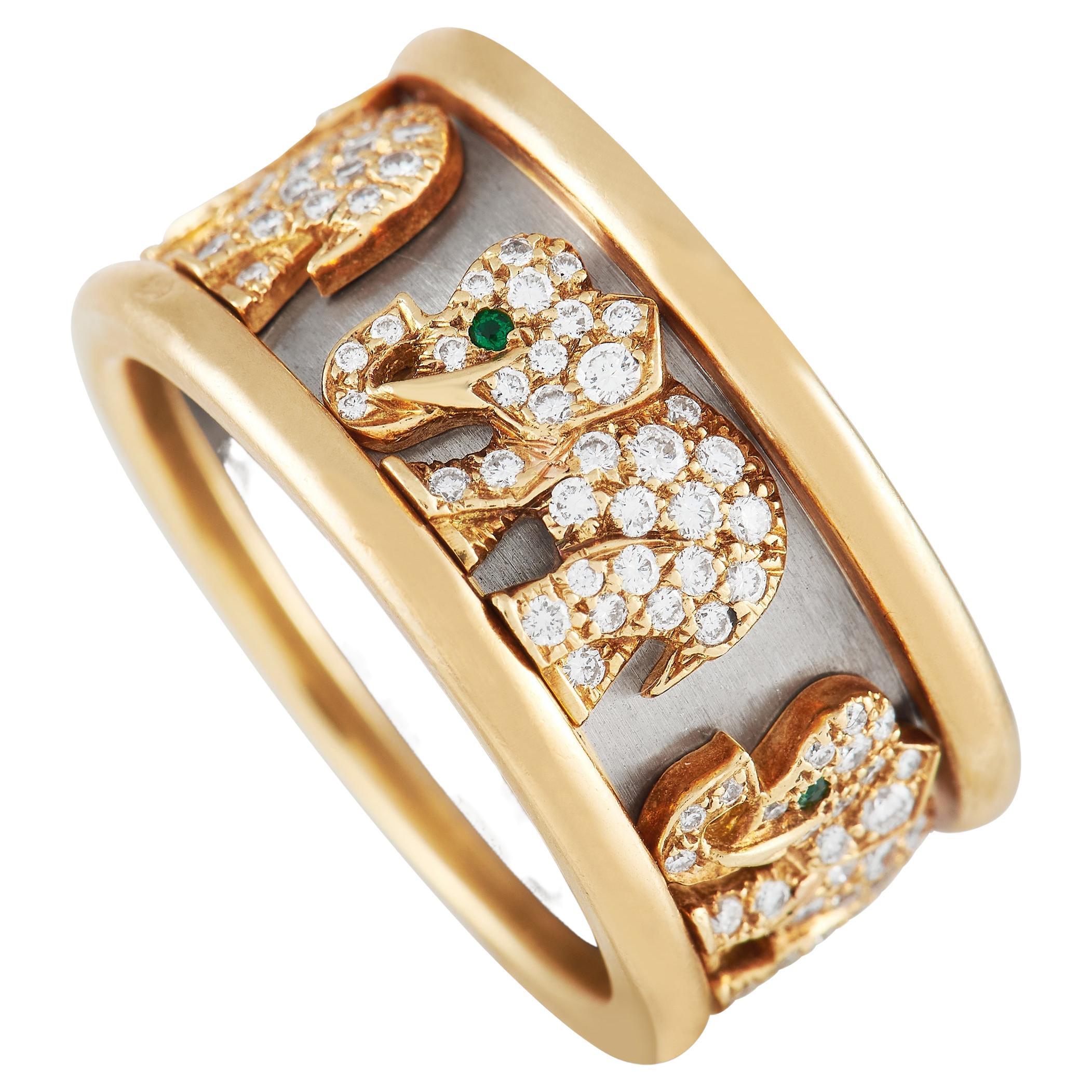 CARTIER Emerald Diamond Yellow Gold Elephant Ring at 1stDibs | cartier ...