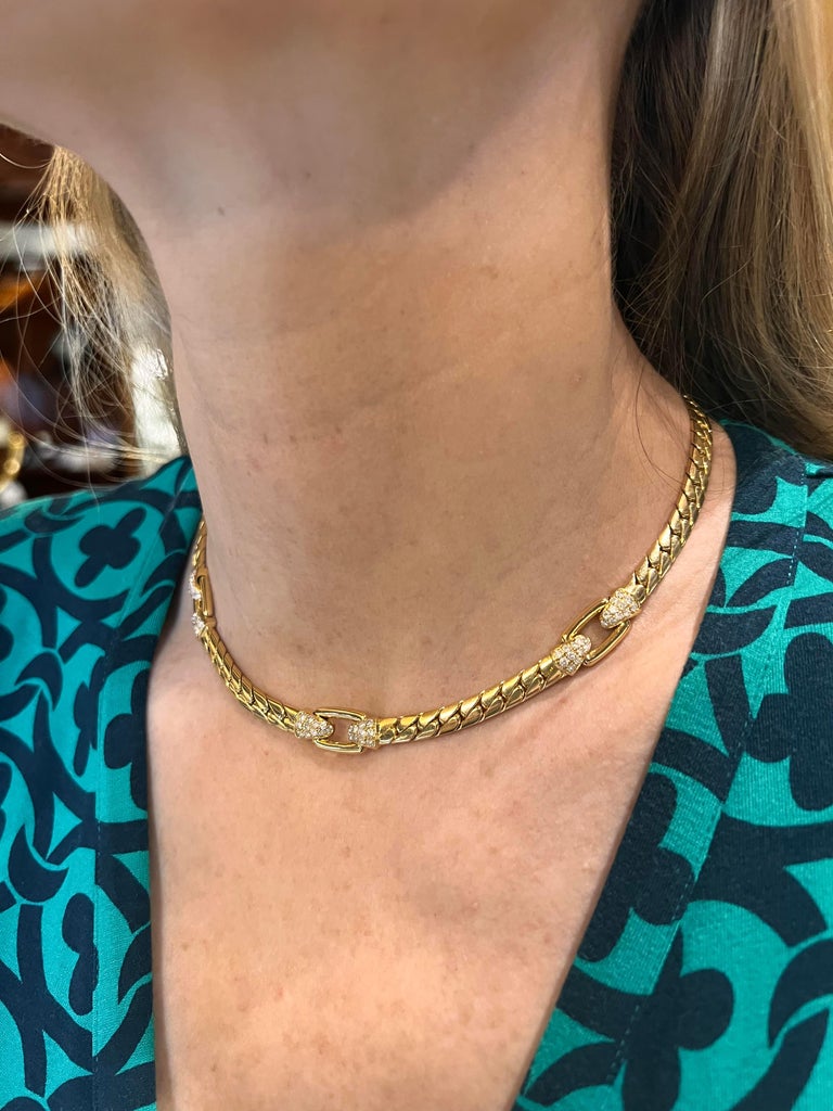 Cartier 18k Yellow Gold Diamond Curb-Link Necklace at 1stDibs