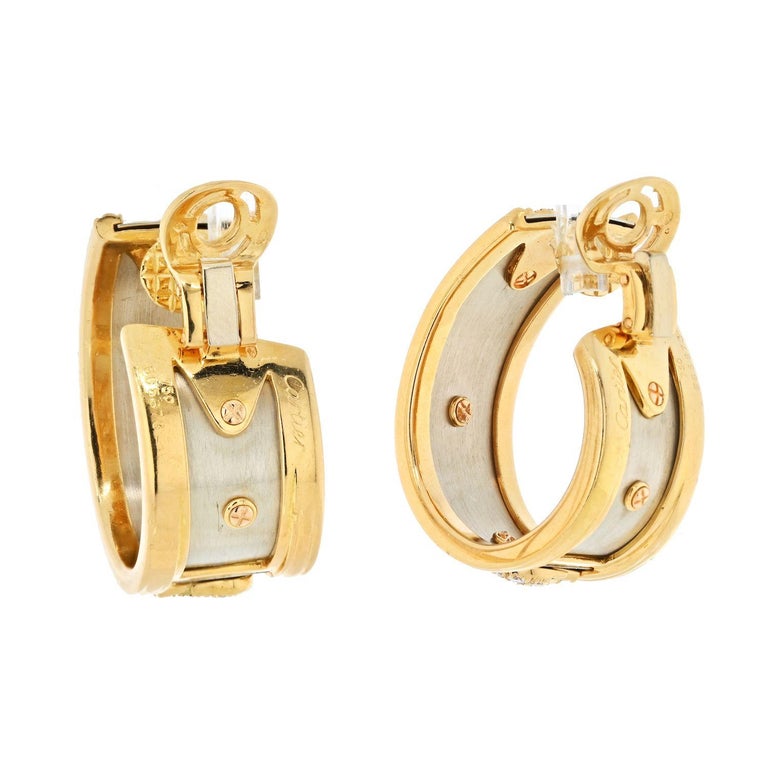 Cartier 18K Yellow Gold Diamond Elephant Hoop Earrings For Sale at 1stDibs