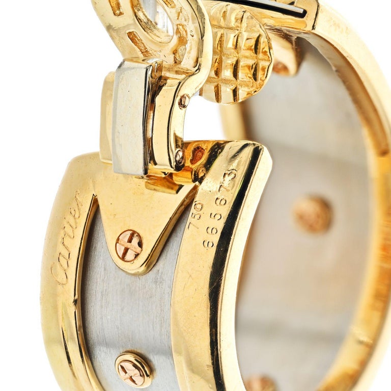 Cartier 18K Yellow Gold Diamond Elephant Hoop Earrings For Sale at 1stDibs