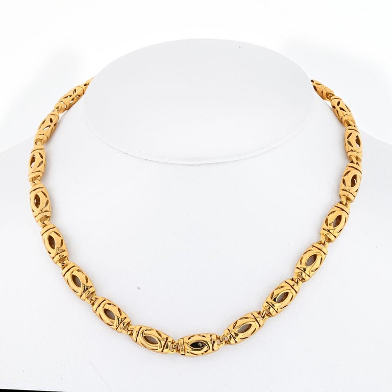 Cartier 18K Yellow Gold Double C Chain Necklace at 1stDibs