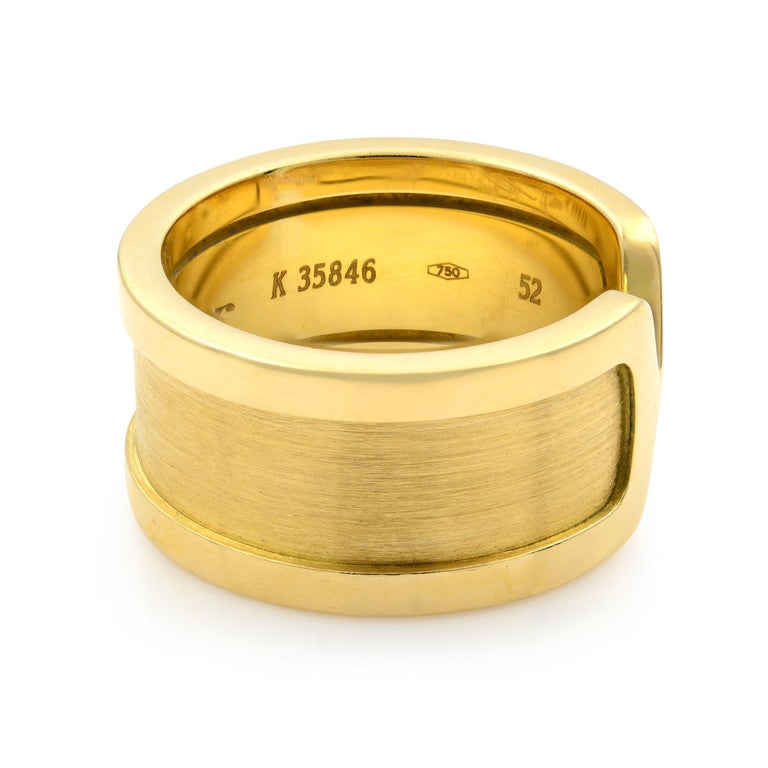 Cartier 18 Karat Yellow Gold Double Cc Logo Open Wide Band at 1stDibs