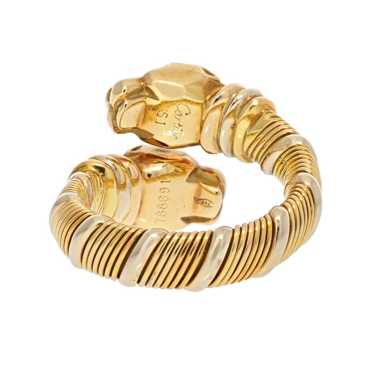 Cartier 18K Yellow Gold Double Headed Cougar Ring For Sale at 1stDibs ...