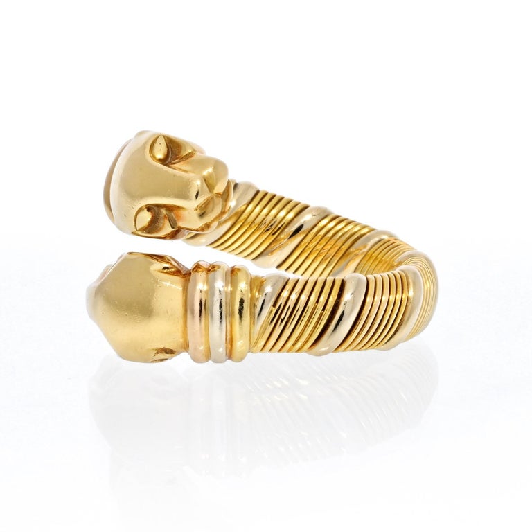 Cartier 18K Yellow Gold Double Headed Cougar Ring For Sale at 1stDibs ...