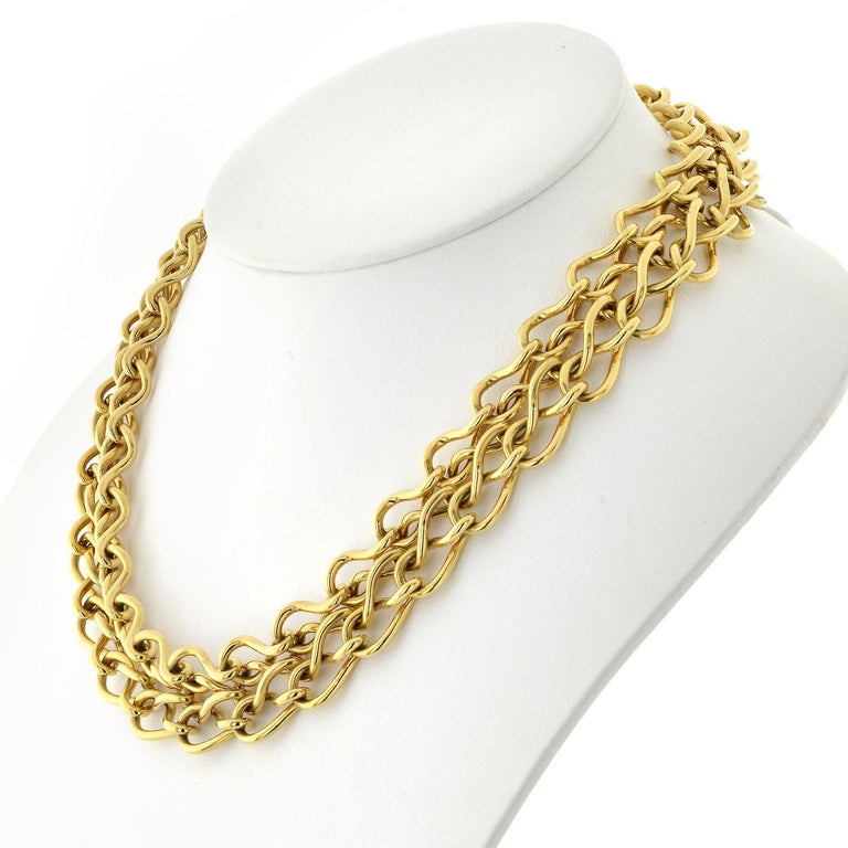 Cartier 18K Yellow Gold Double High Polished Twisted Chain Collar ...