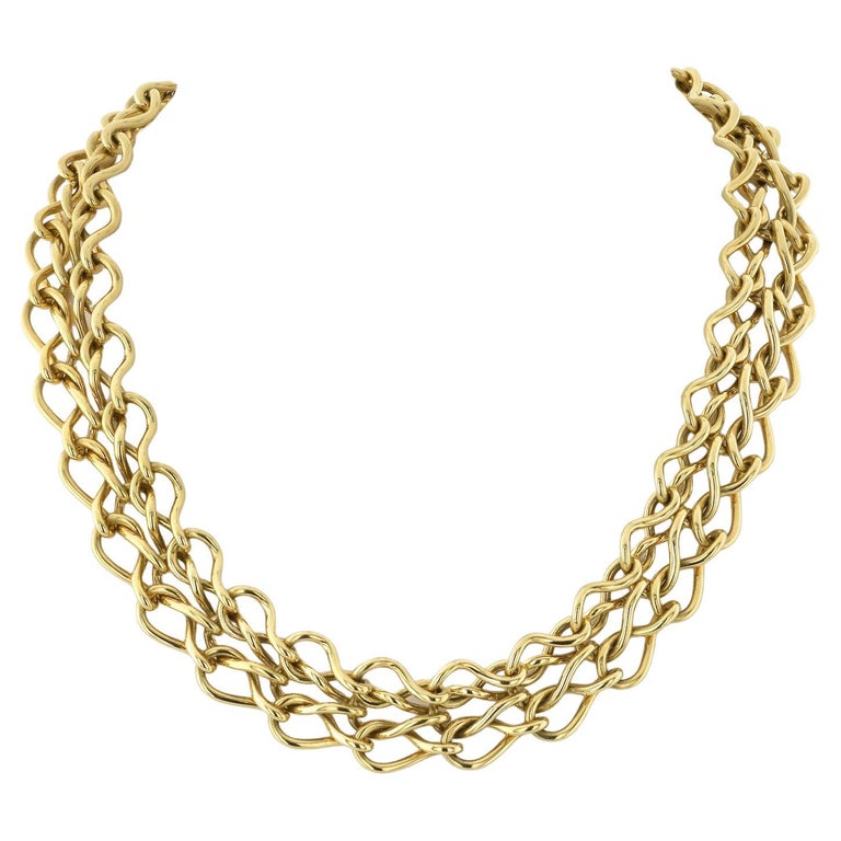 Cartier 18K Yellow Gold Double High Polished Twisted Chain Collar ...